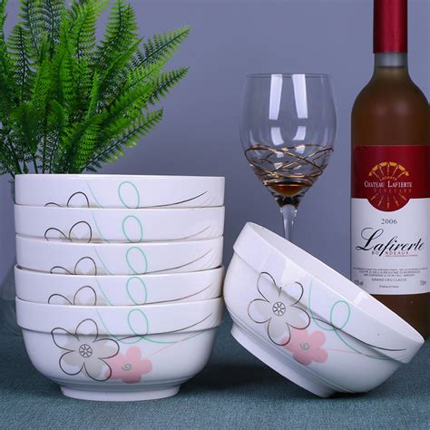 6个大面碗大号陶瓷泡面碗汤碗可爱微波炉碗北方家用6英寸吃饭碗虎窝淘