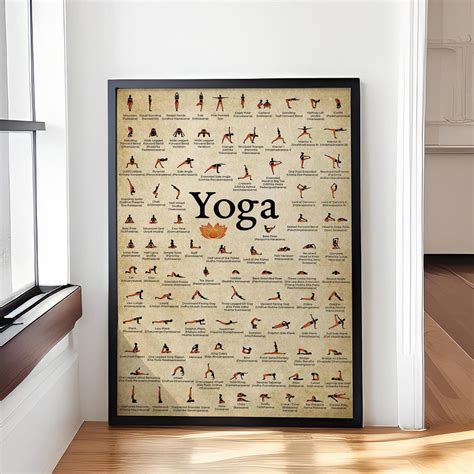 Yoga 100 Poses Reference Chart Poster Chakra And Asana Guide Wall Art