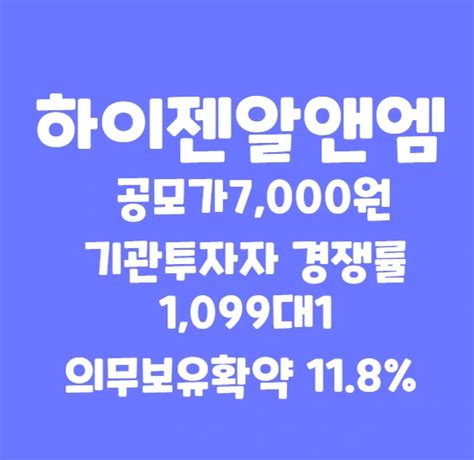 하이젠알앤엠 공모주 수요예측 결과 발표 기관투자자 경쟁률 의무보유확약은