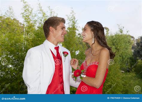 Happy Teenage Couple Going To The Prom Stock Image Image Of Smiling