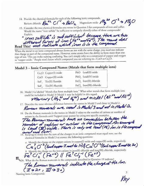 Naming Molecular Compounds Pogil Answer Key