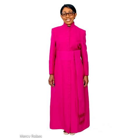 Womens Aw 33 Button Cassock Robe With Band Cincture Fuchsia Elegance
