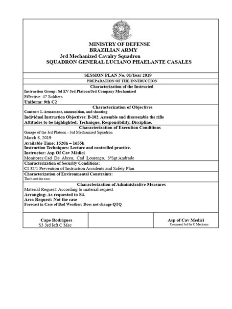 Session Plan Assembly And Disassembly Pdf Weapon Design Firearm Components