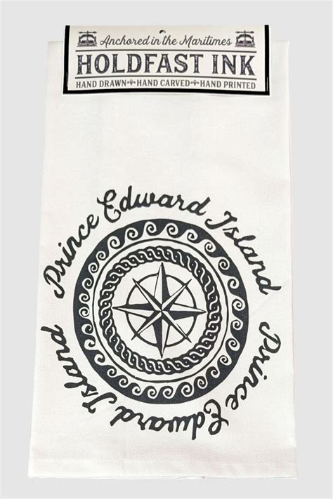 Prince Edward Island Compass Rose Tea Towel Holdfast Ink