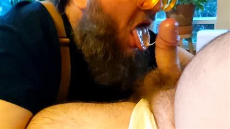 Big Bubba Bear Sucks And Deep Throats Handsome Moustache Daddys Fat
