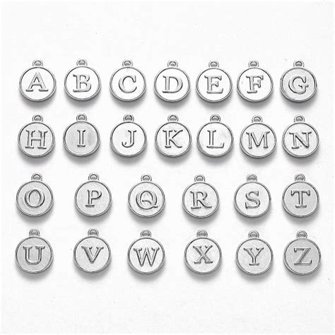 Silver Alphabet Set 26 Platinum Silver Tone Letter Set Double Sided