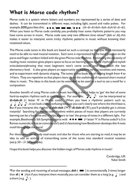 Fun With Morse Code Rhythms For Piano Yukie Smith