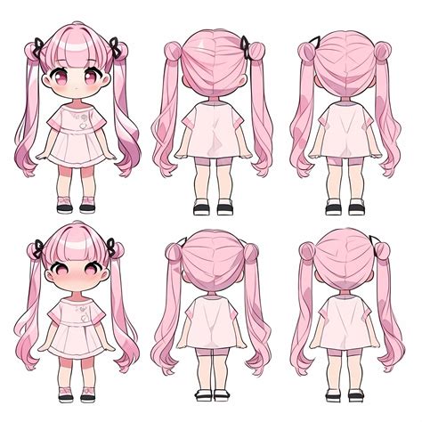 Premium Photo Adorable Kawaii Chibi Anime Character Model Sheet Art In Cute Japanese Cartoon Style