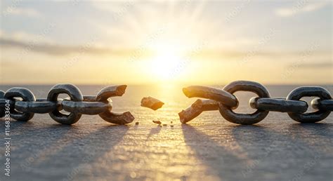 Liberating Symbolism Of Freedom Through Christ Broken Chains On Stone