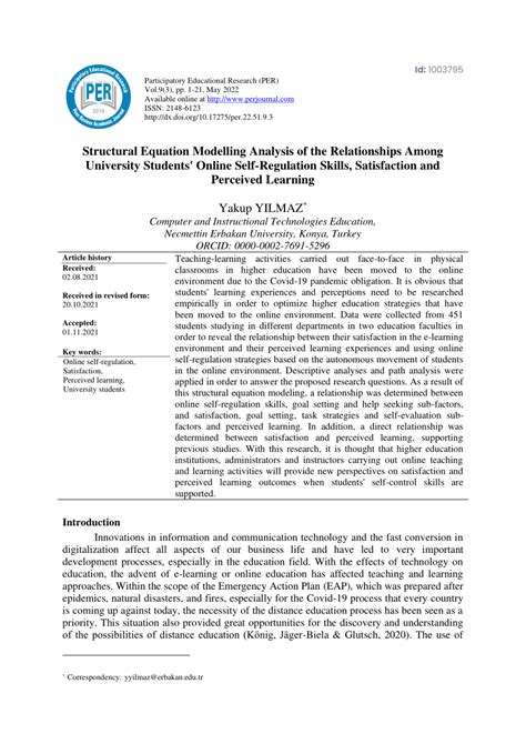 Pdf Structural Equation Modelling Analysis Of The Relationships Among