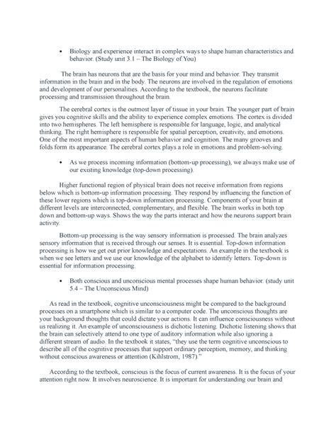 Psyc 100 Assignment 2 Brain Neurons Processing Biology And