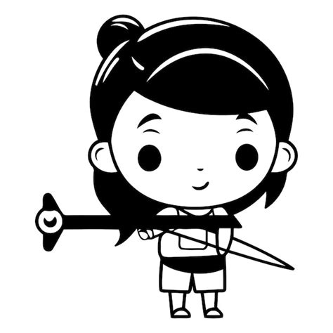 Premium Vector Cute Girl With Sword And Shield Cartoon Vector Illustration Graphic Design