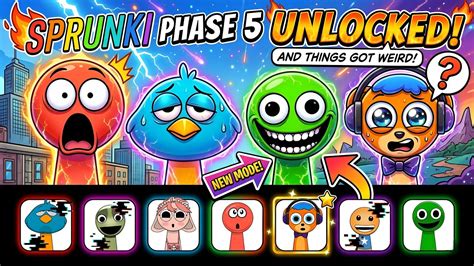 Cute Classic Sprunki Mod Red Ball Blue Bird Green Guy And Dj Cat 🎵