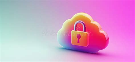 Cloud Security Symbol Featuring Colorful Cloud With Padlock
