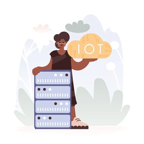 Jovem Controlando A Imagem Da Iot Partes Internas Do Centro De Uma Organização De Servidores