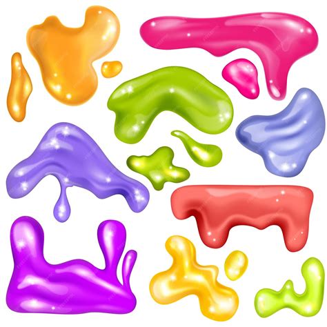 Premium Vector Realistic Glossy Glitter Sweet Slime Set Of Isolated