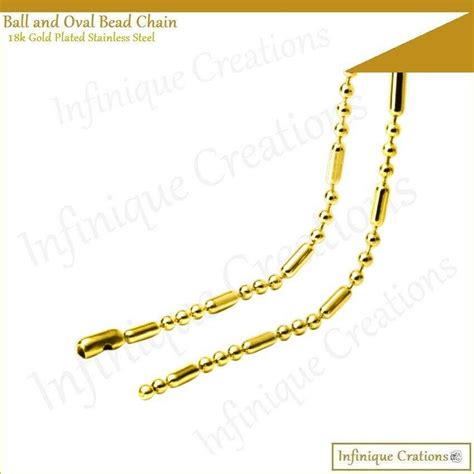 18k Gold Plated Stainless Steel Ball And Oval Bead Chain Bracelet