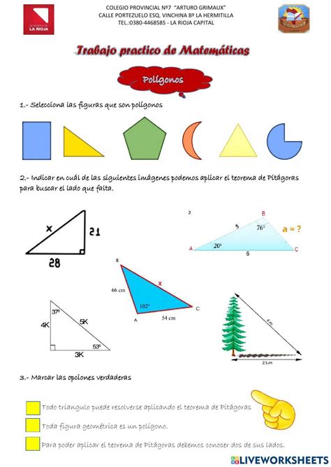 Polígonos Teorema De Pitágoras Worksheet Live Worksheets