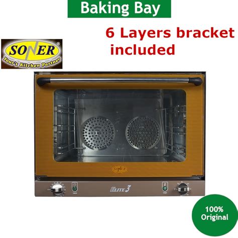 Soner Convection Oven Elite 3 Stainless Steel 3 Trays 6 Layers Bracket Install Even Heat Bake