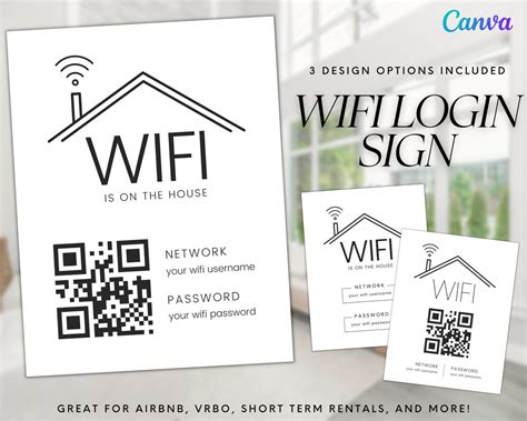 Qr Wifi Sign Wifi Password Sign Editable Wifi Sign Template Canva