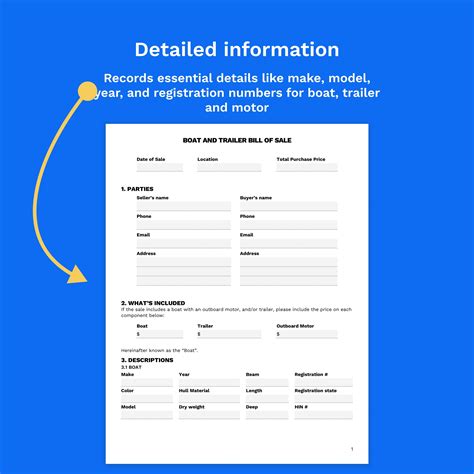Boat And Trailer Bill Of Template Editable Printable Word Pdf