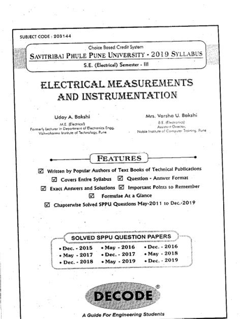Electrical Measurement And Instrumentation 203144 Decode