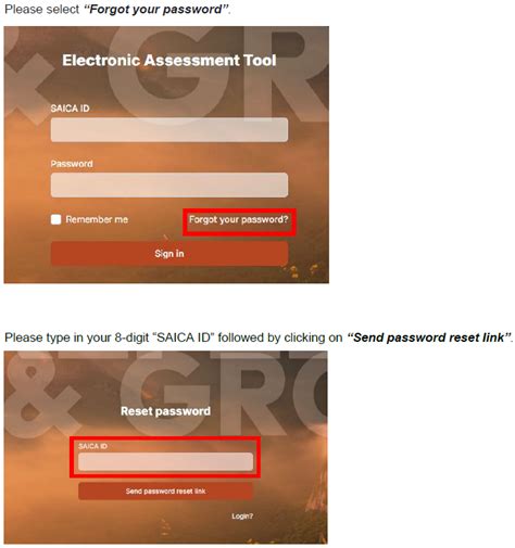 Eat Password Reset Electronic Assessment Tool