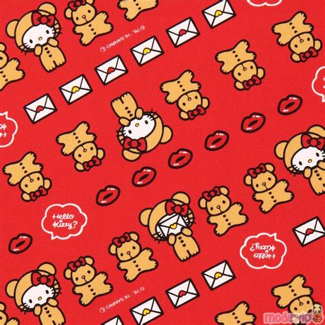 Red Hello Kitty Teddy Bear Lips Laminate Fabric Sanrio Japan Fabric By Sanrio Modes4u