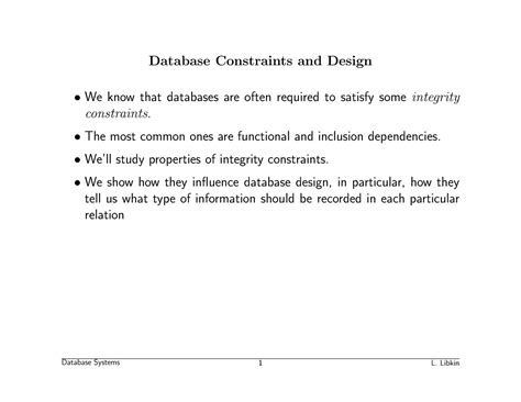 Set4 Ste Of Data Materials Database Constraints And Design We Know That Databases Are
