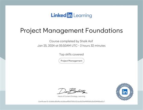 Linkedin Projectmanagement Linkedinlearning Shaik Asif