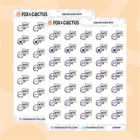 Wtf Squish Stickers Fox And Cactus