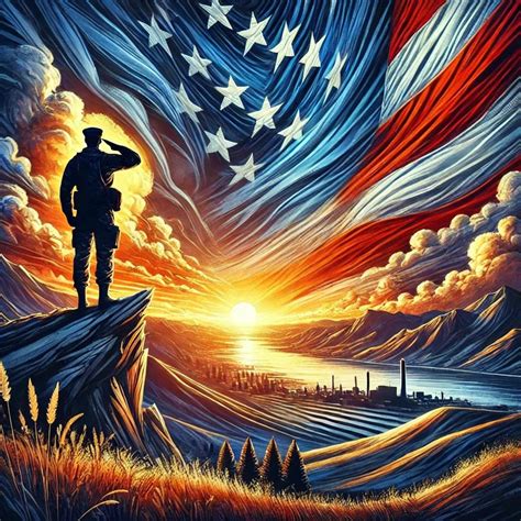 Patriotic Soldier Wall Art American Flag Digital Print Military