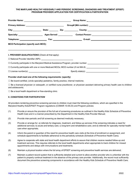 Maryland Provider Application For Certification And Participation The