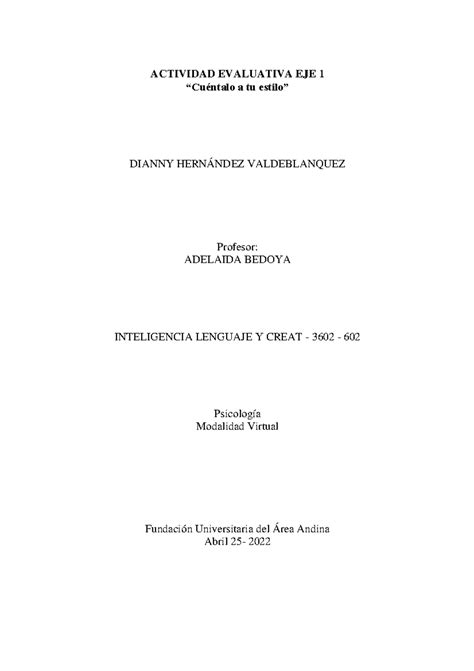 Actividad Evaluativa Eje 1 Inteligencia Lenguaje Y Creatividad Dhernandez 1118869258 2
