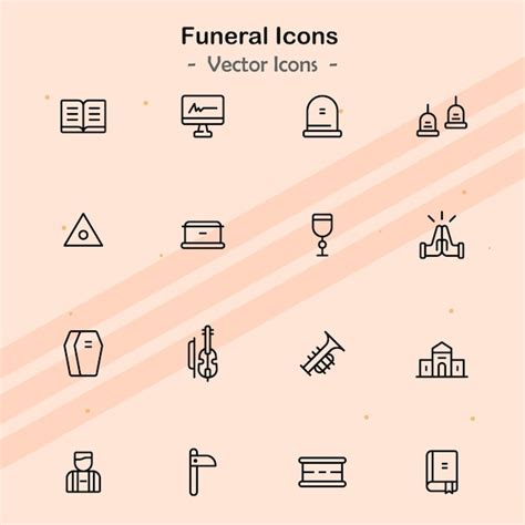 Premium Vector Icons Illustrating Additional Elements Of Funeral Services And Memorials