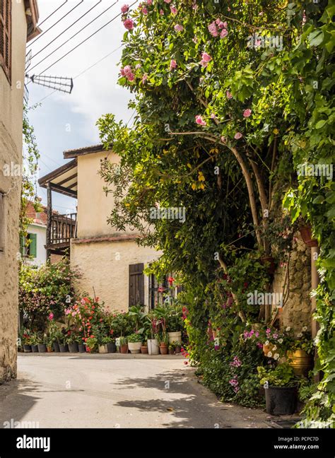 Lania Cyprus May 2018 A Typical View Of The Picturesque Streets In
