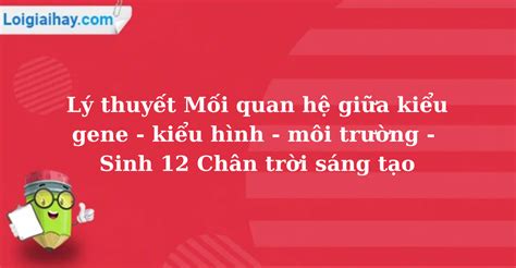 Lý Thuyết Mối Quan Hệ Giữa Kiểu Gene Kiểu Hình Môi Trường Sinh 12