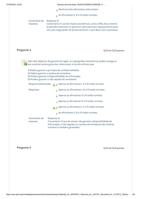 Curso Criptografia E CertificaÇÃo Digital Teste QuestionÁrio Unidade Ii