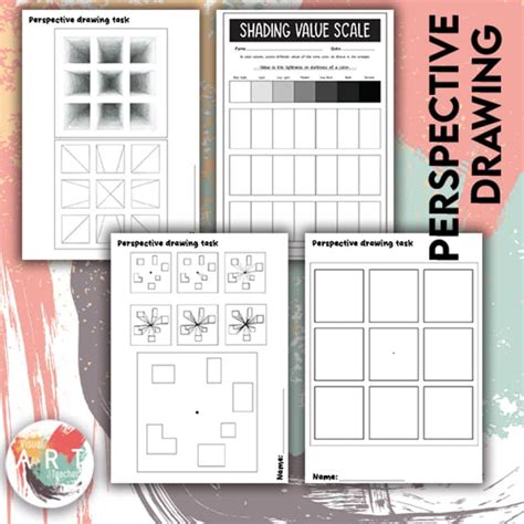 Perspective Drawing Worksheets 1 Point Perspective Practice For Art