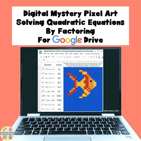 Solving Quadratic Equations By Factoring Digital Pixel Art Activity