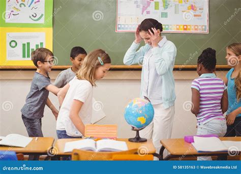 Pupils Running Wild In Classroom Stock Image Image Of Happy Chinese