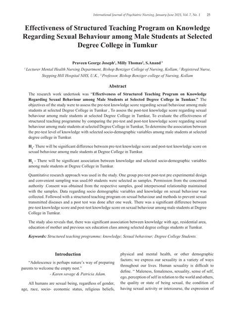 Pdf Effectiveness Of Structured Teaching Program On Knowledge