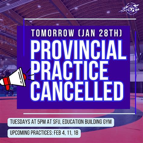 Tomorrows Provincial Practice Cancelled Jan 28 2025