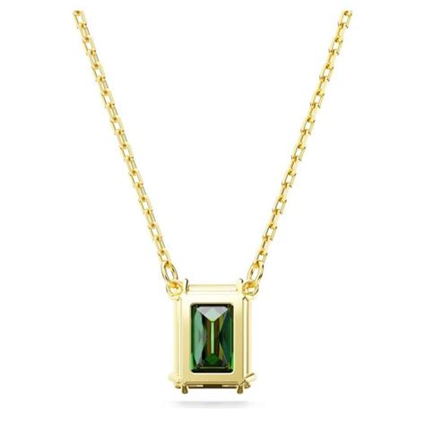 Buy Swarovski Matrix Rectangular Pendant Green With Gold Tone Plating Online