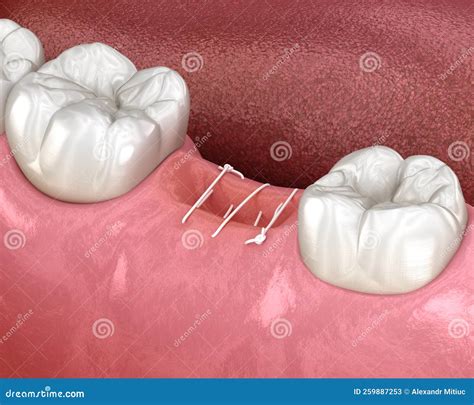 Stitches In Gum After Tooth Extraction 3d Illustration Of Dental