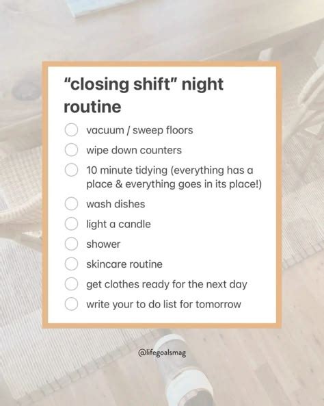 Closing Shift Checklist Home