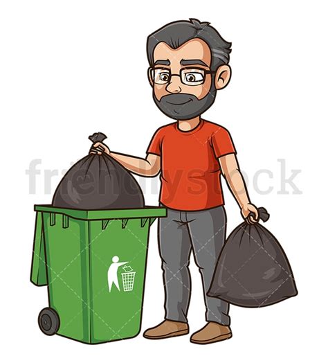 Man Taking Out Garbage Cartoon Clipart Vector Friendlystock