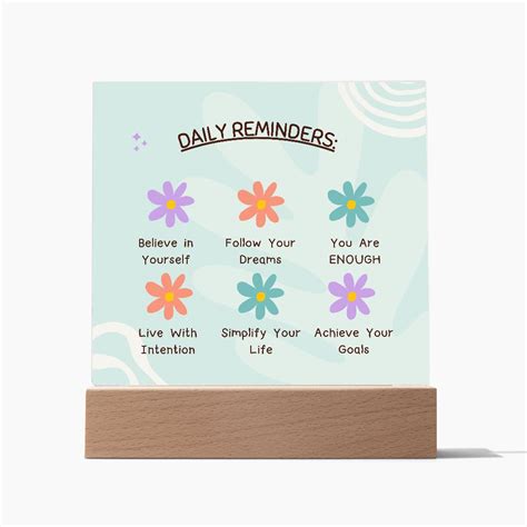 Daily Reminders Square Acrylic Plaque With Light Up Option