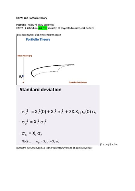 Capm Cml Sml C Capm And Portfolio Theory Portfolio Theory Risky