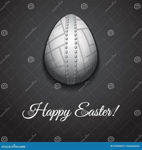 Happy Easter Greeting Card Design With Creative Metal Easter Egg On